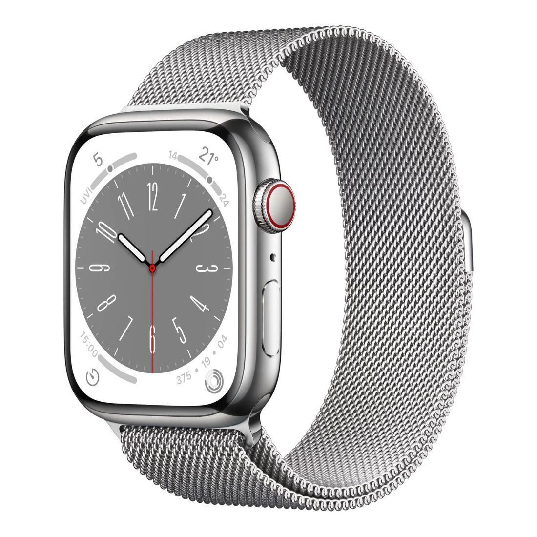 Apple Watch Series 8 GPS + Cellular 45mm Silver Stainless Steel Case w ...