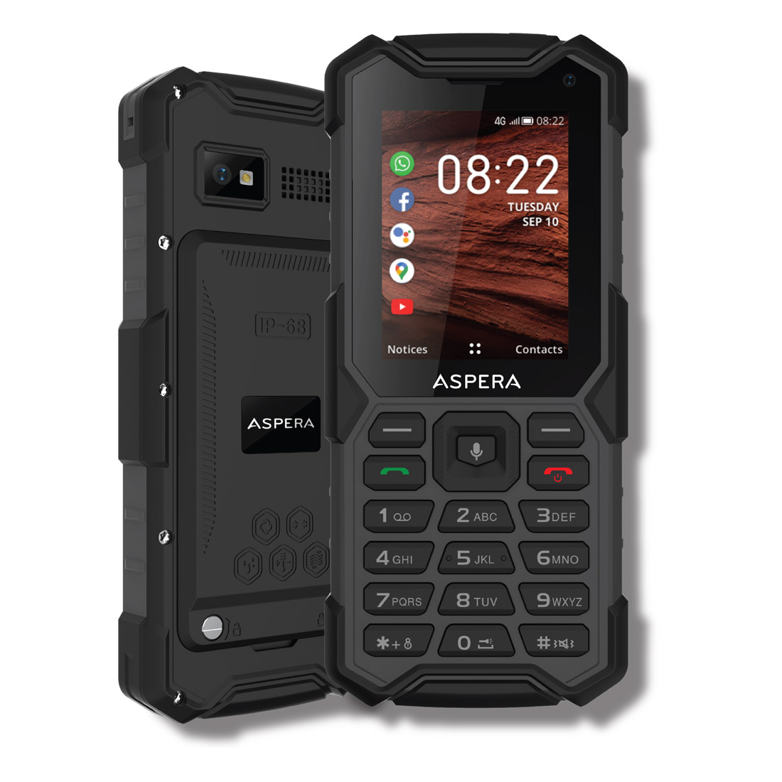Aspera R40 (4G, Rugged Phone, Keypad, IP68) - Black | Mobileciti