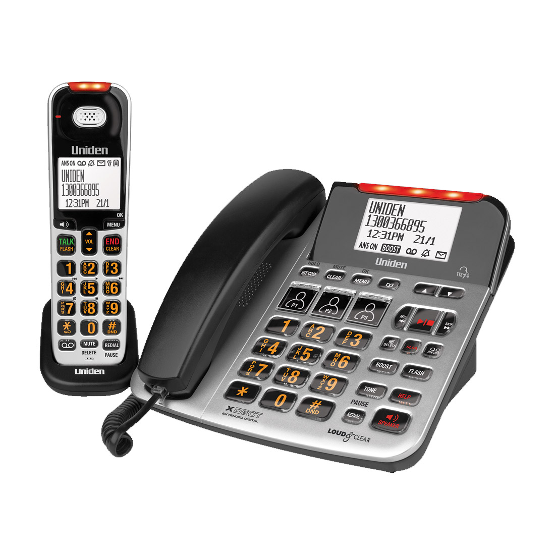Uniden Corded and Cordless Phone SSE47+1 with Pendant [Refur ...